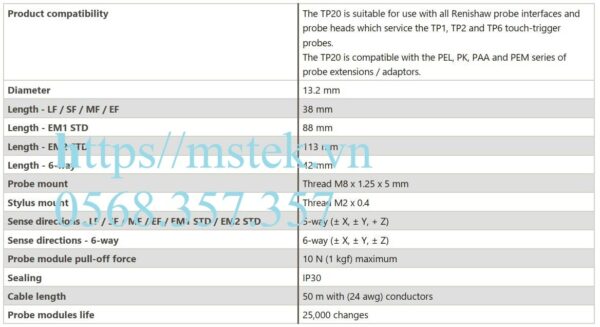 Đầu đo máy CMM tp20 standard force module A-1371-0270 Renishaw | Cảm ...